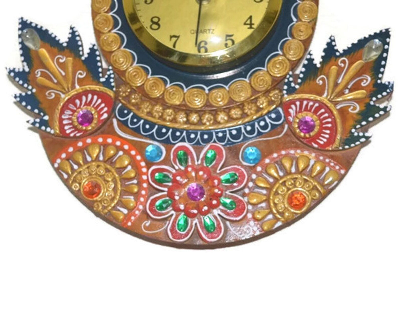 Outstanding Indian Handcrafted Wooden Decorative Clock Wall Hanging ...
