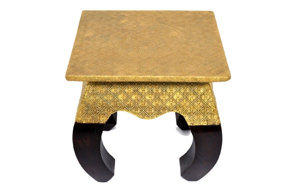 Full Handmade Curved Leg Stool Wooden and Brass Fitted Stool - Etsy