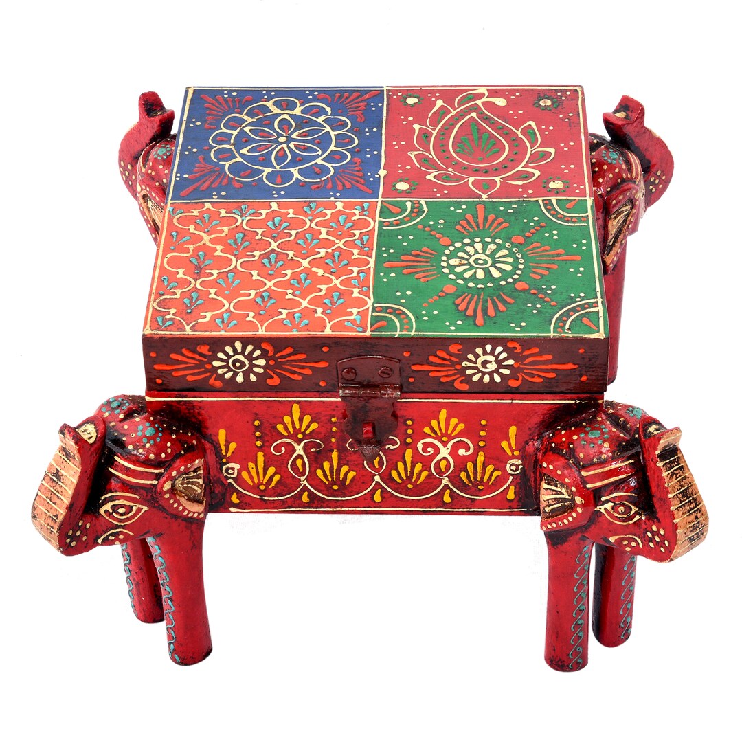 Handmade Wooden Elephant Face Box, Dry Fruit Box, Jewelry Box, Multi ...