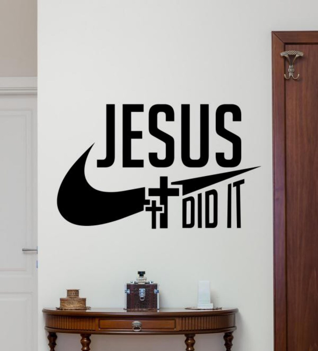 Jesus Did It Wall Decal Vinyl Sticker God Swoosh Jesus Cross Sign ...