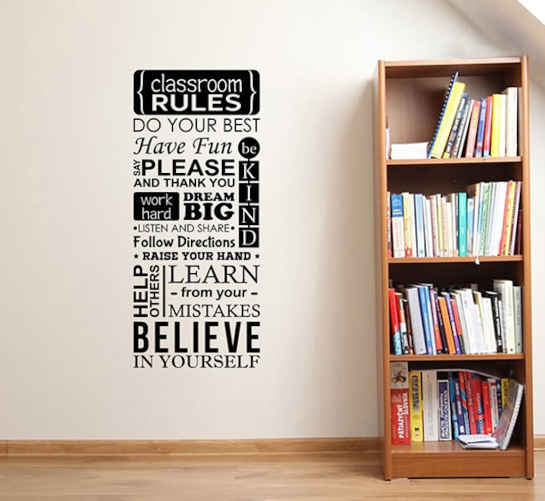 Classroom Rules Wall Decal Vinyl Sticker Education Poster Study ...