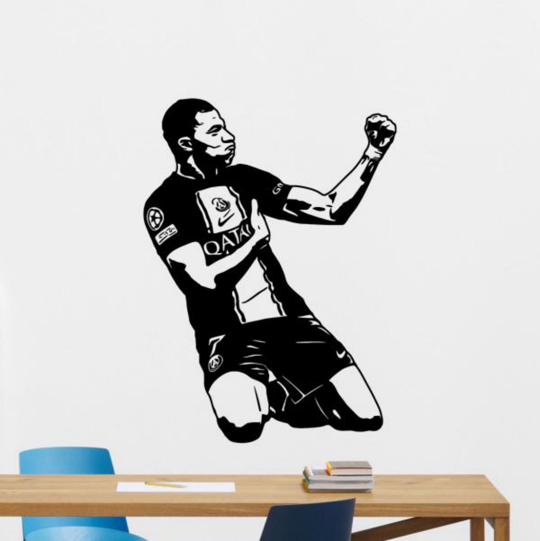 Mbappe Wall Decal Vinyl Sticker Football Wall Art Soccer Living Room ...
