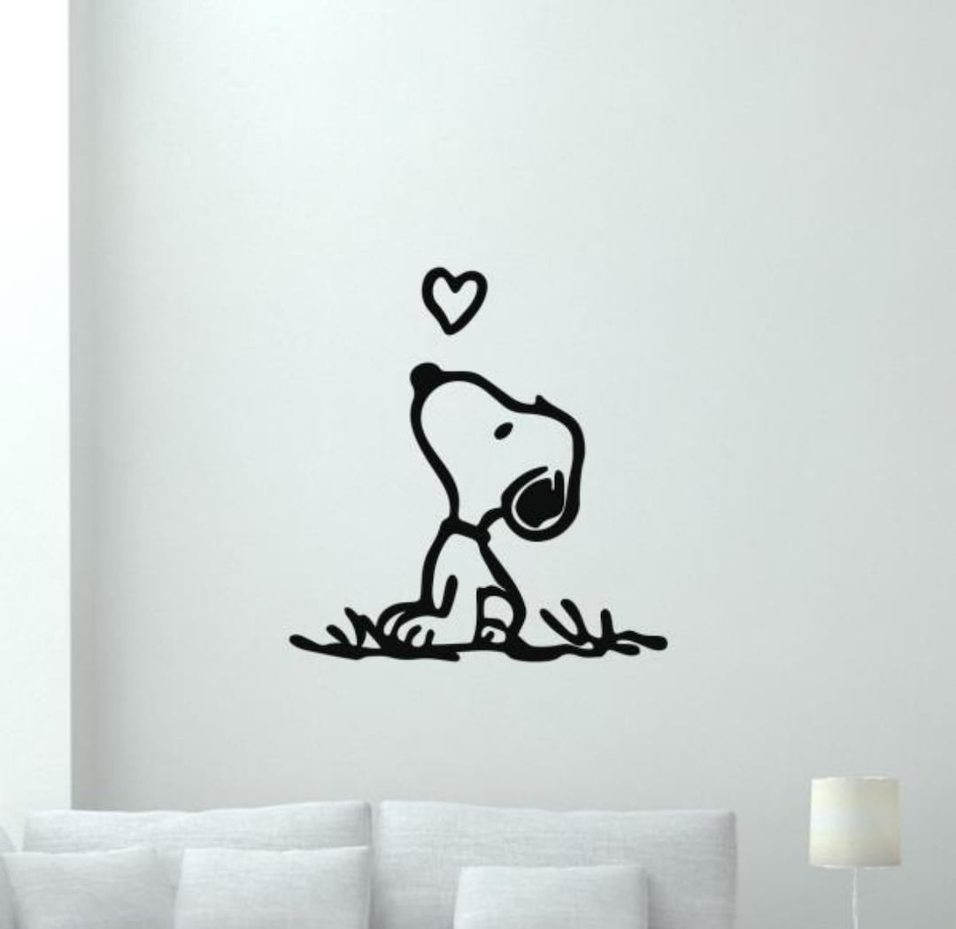 Snoopy Wall Decal Vinyl Sticker Heart Love Wall Art Kids Room - Etsy