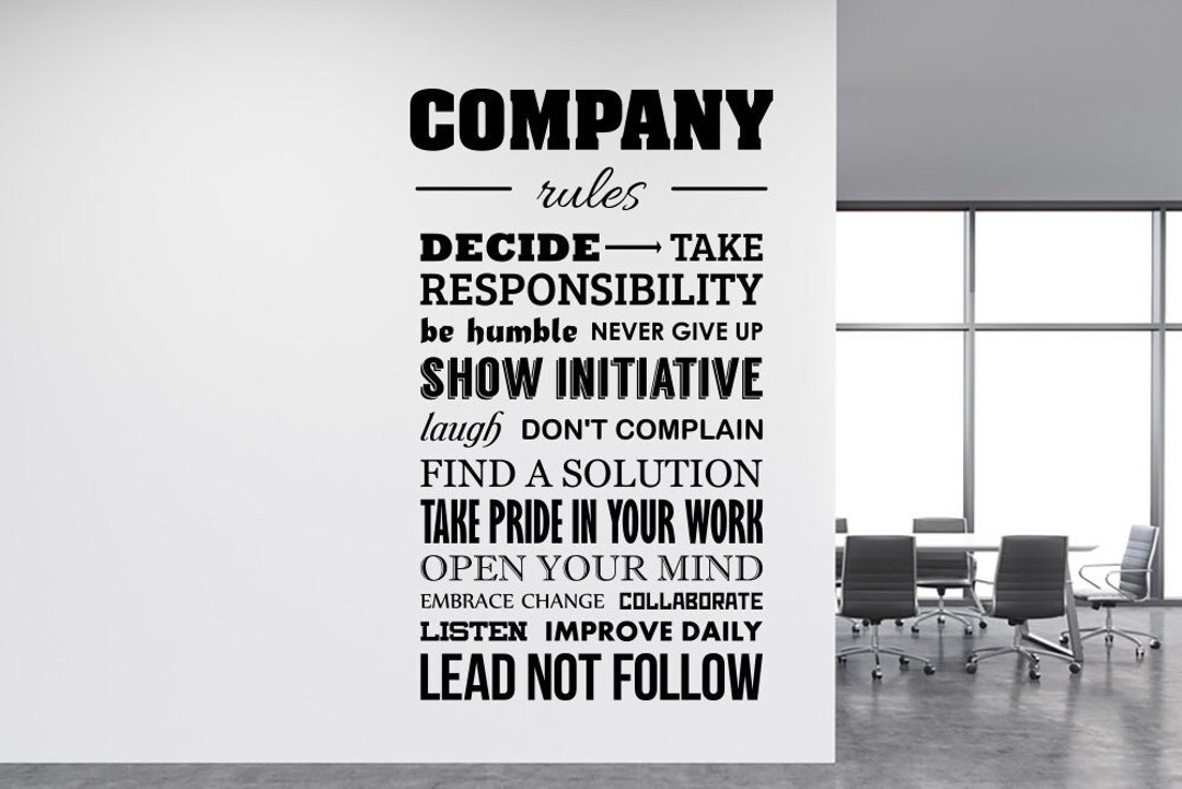Company Rules Wall Decal Daily Positive Lead Inspirational Job Work ...