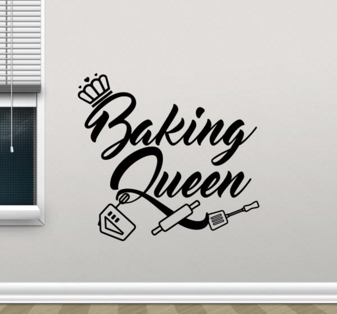 Baking Queen Wall Decal Vinyl Sticker Kitchen Wall Art Girl Baker Decor ...