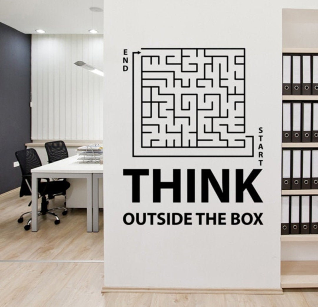 Think Outside the Box Wall Decal Vinyl Sticker Maze Labyrinth Quote ...