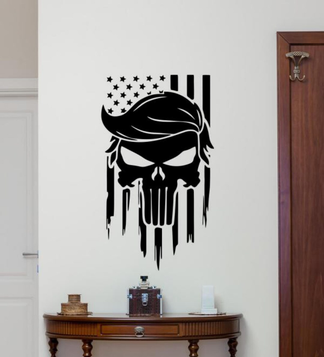 Trump Skull Decal Vinyl Wall Sticker American Flag Trumpisher Wall Art ...