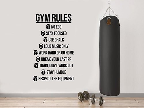 Gym Rules Wall Decal Vinyl Sticker Sports Motivational Quotes Workout ...