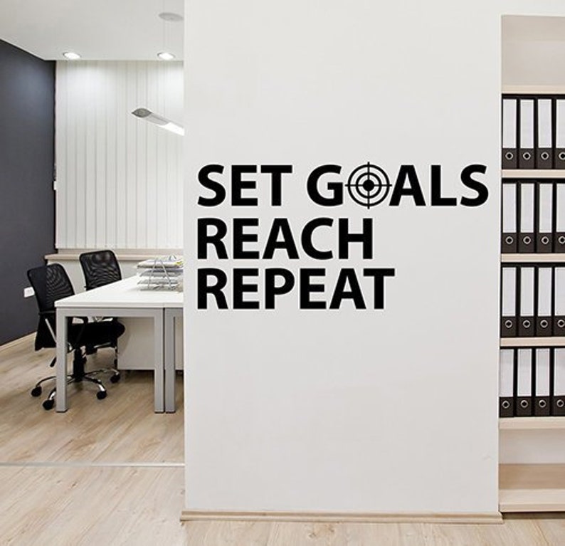 Set Goals Reach Repeat Motivational Words Wall Decal Success - Etsy