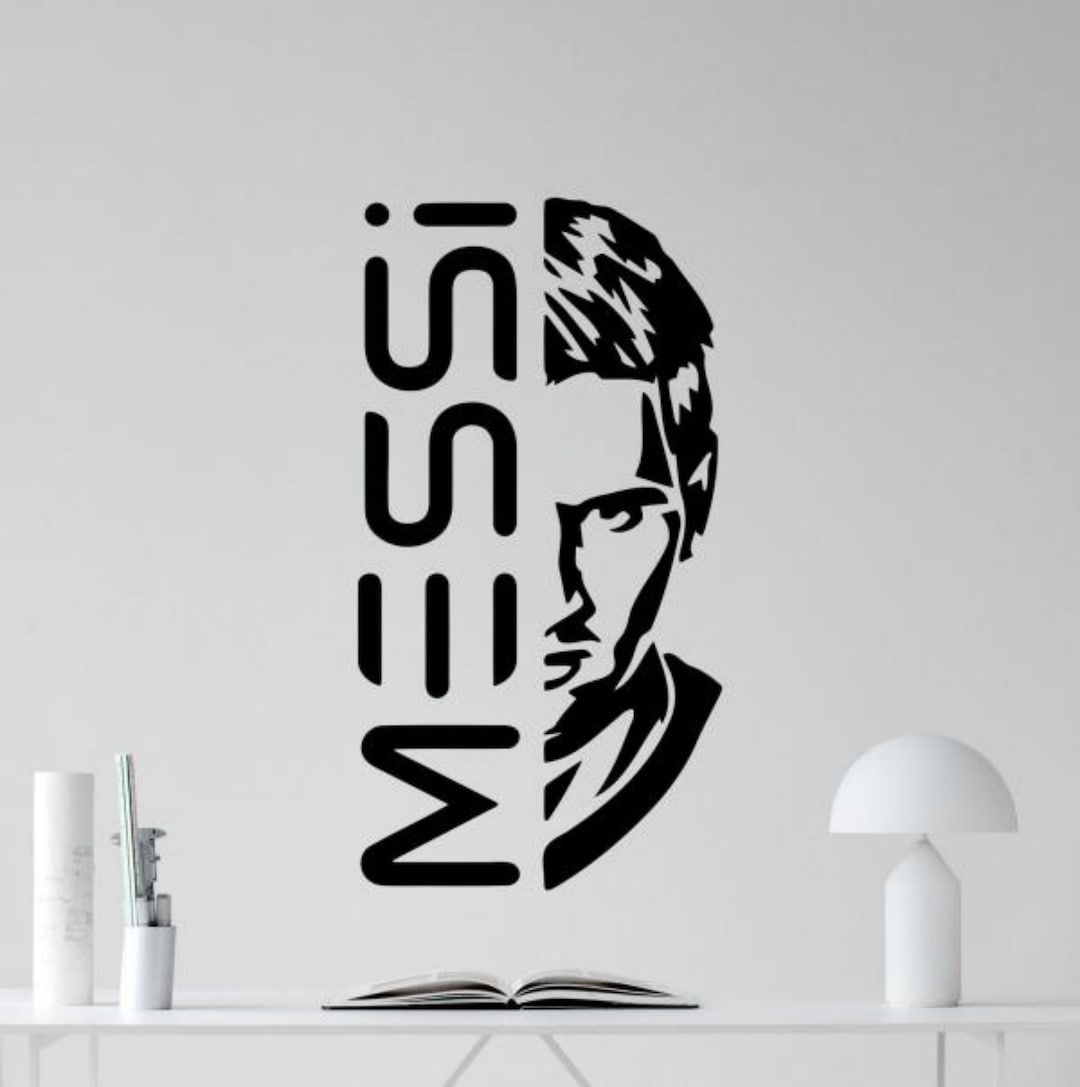 Messi Vinyl Decal Wall Sticker Soccer Wall Art Living Room Bedroom Sign ...