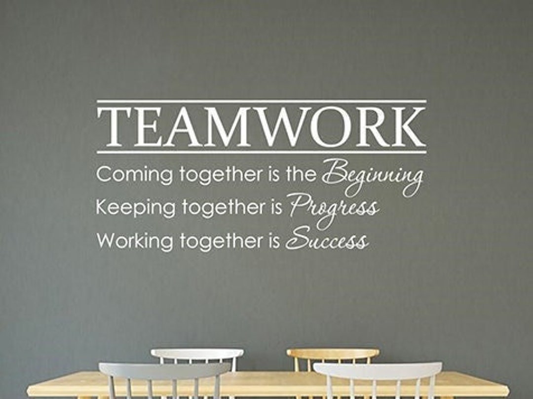 Teamwork Wall Decal Vinyl Sticker Success Quote Job Business Work Study ...
