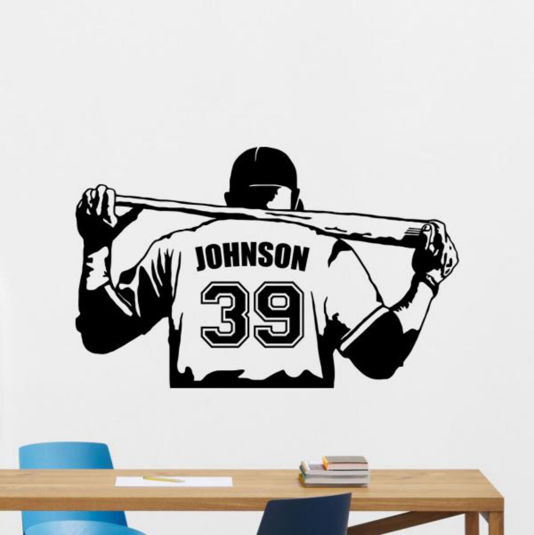 Personalized Baseball Decal Vinyl Wall Sticker Custom Name Baseball ...