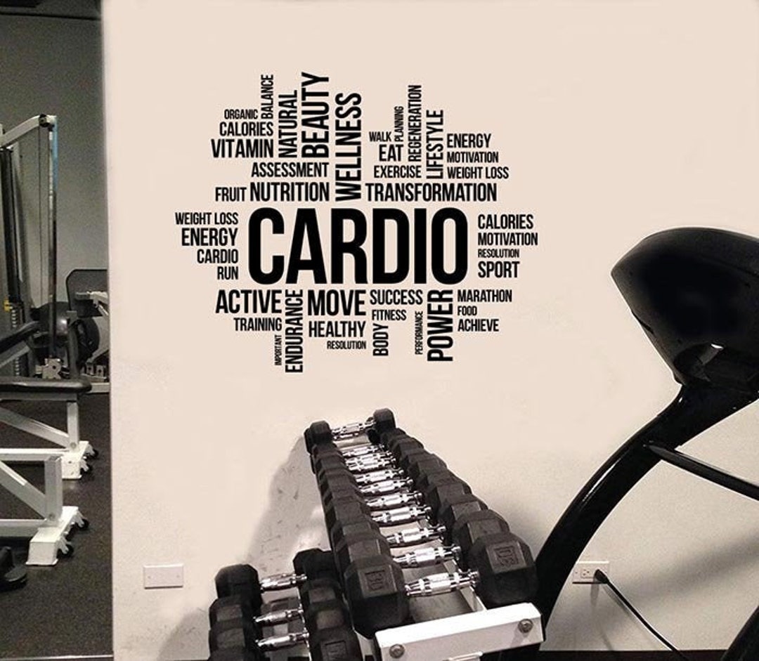 Fitness Cardio Word Cloud Motivational Wall Decal Workout Crossfit ...