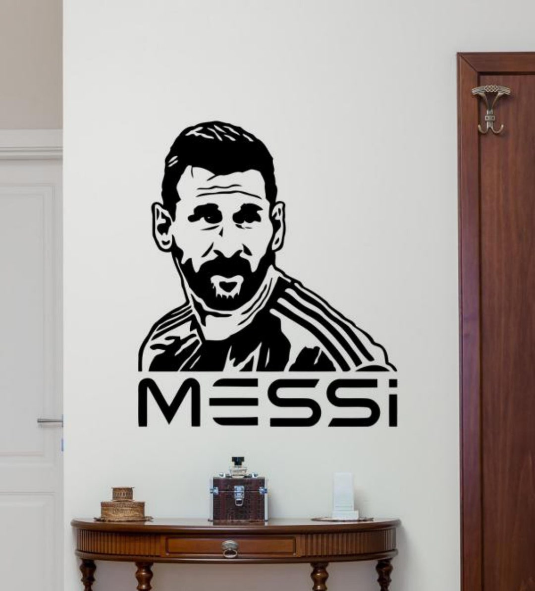 Messi Decal Vinyl Wall Sticker Soccer Wall Art Living Room Bedroom Sign ...