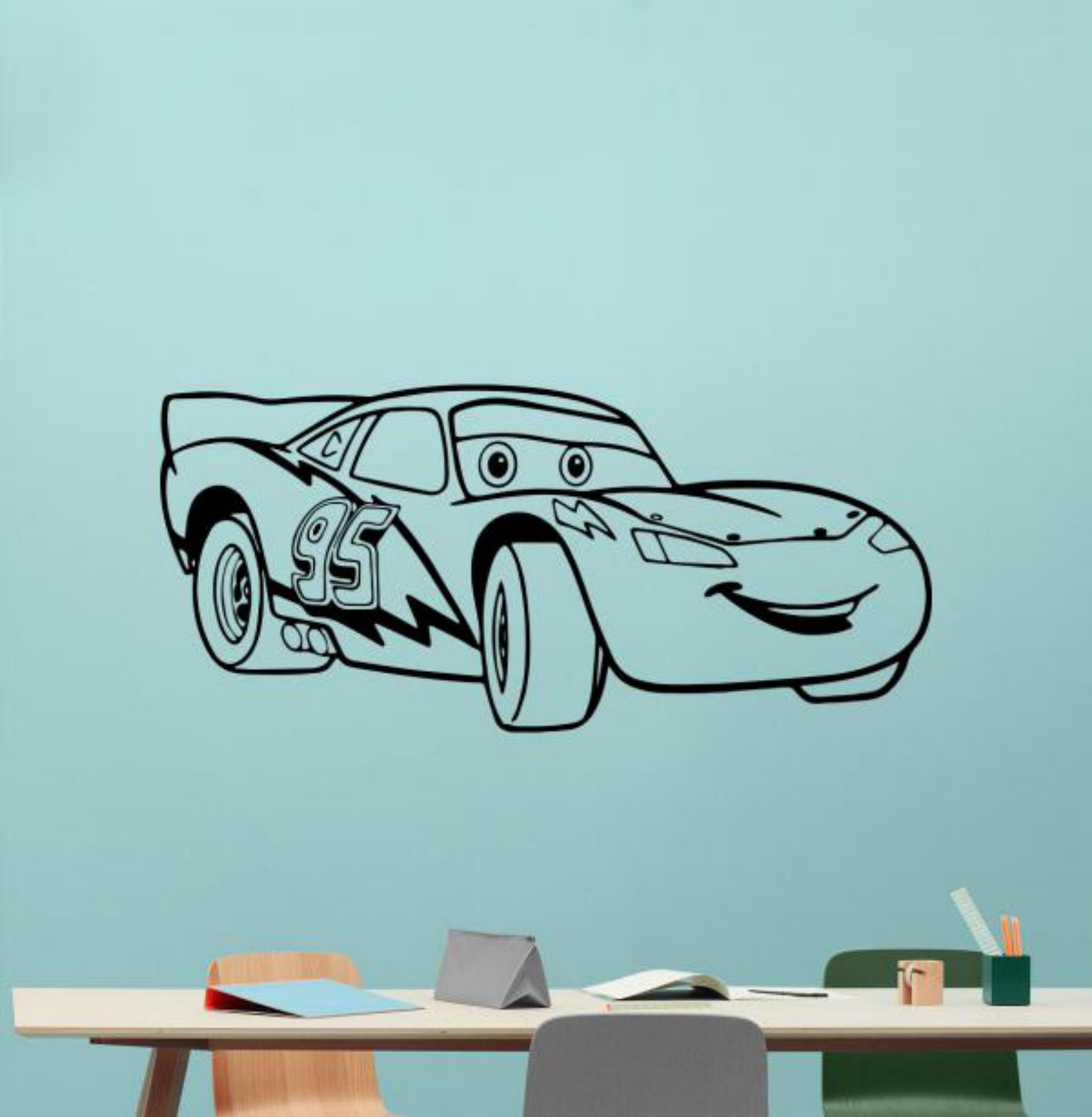 Lightning Mcqueen Wall Decal Vinyl Sticker Racing Car Wall Art Sign ...