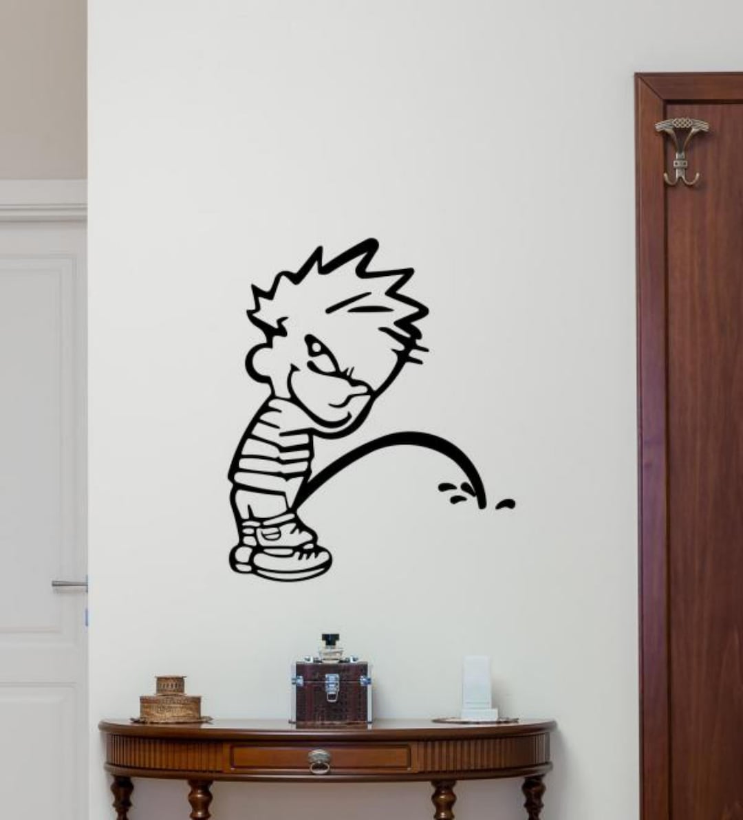 Boy Peeing Decal Vinyl Wall Sticker Calvin Peeing Wall Art Funny Sign ...