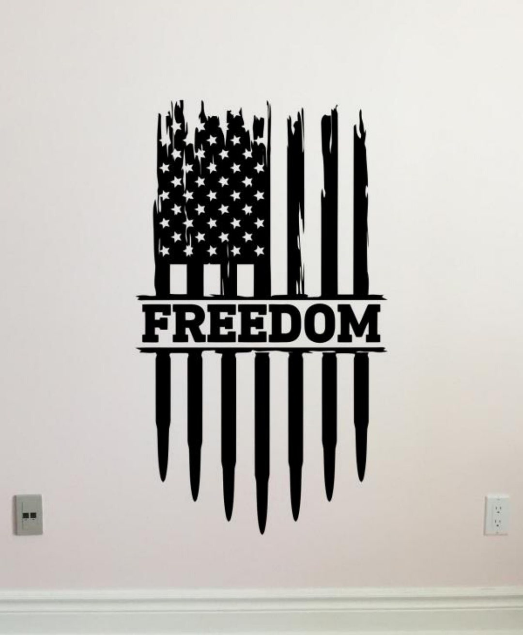 Freedom Wall Decal Vinyl Sticker US Distressed American Flag Wall Art ...