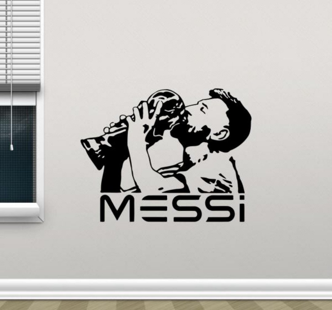Messi Wall Decal Vinyl Sticker World Cup Football Wall Art Soccer ...