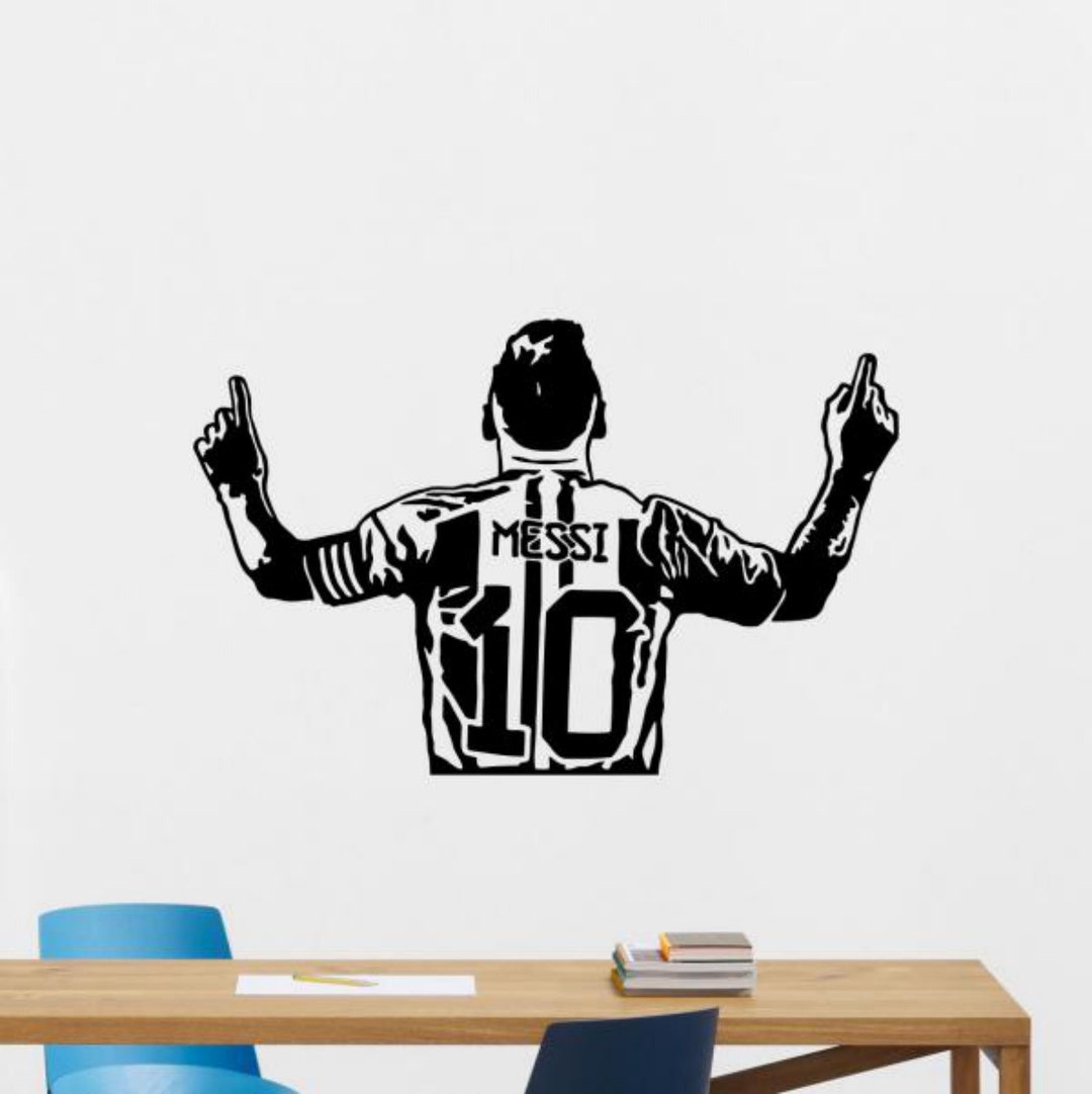 Messi Wall Sticker Vinyl Decal Football Jersey Wall Art Soccer Living ...