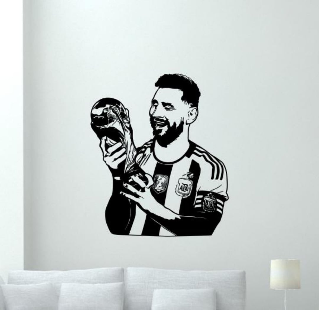Messi Wall Decal Vinyl Sticker Football Wall Art Soccer Living Room ...