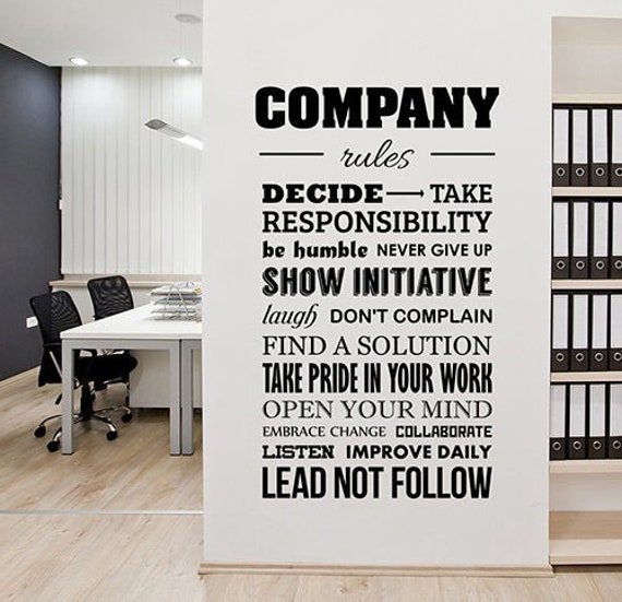 Company Rules Wall Decal Daily Positive Lead Inspirational Job | Etsy