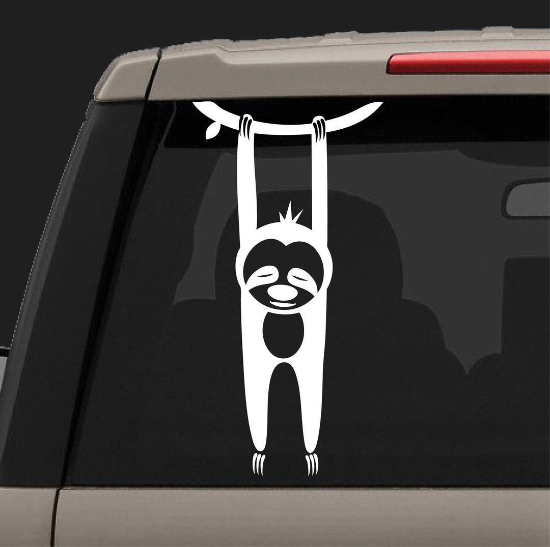 Sloth Decal Sloth Sticker Hanging Sloth Car Decal Car - Etsy