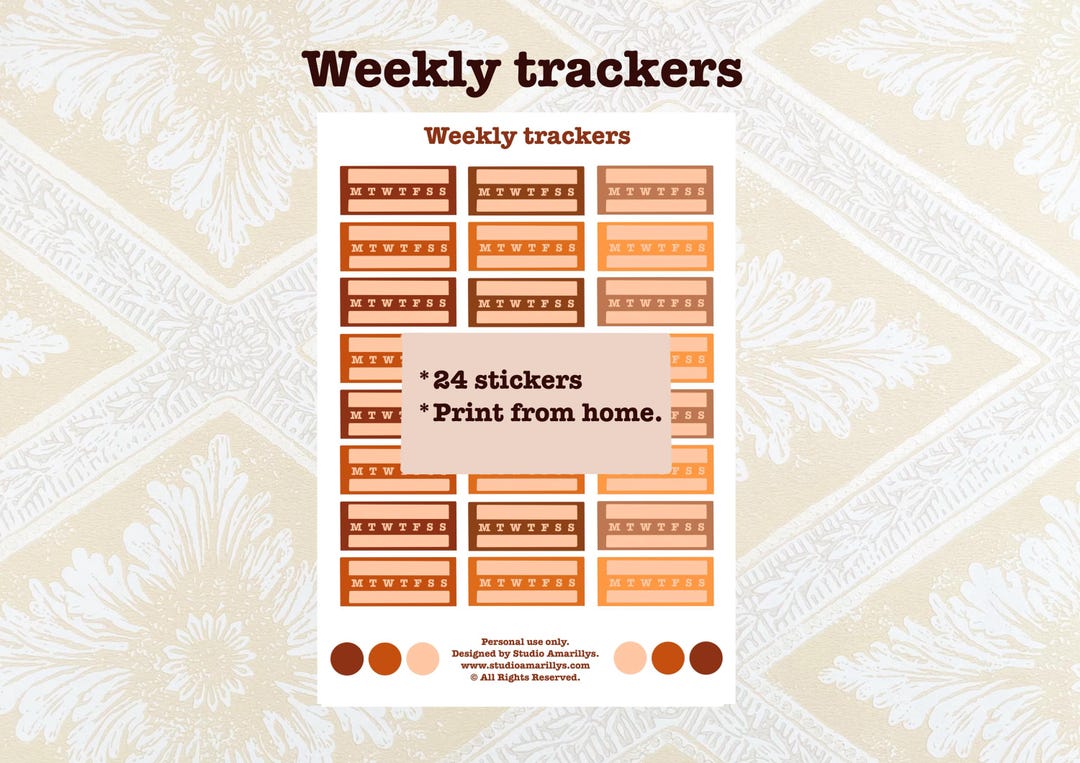 Weekly Habit Tracker, Printable Planner Stickers, Autumn, Halloween ...
