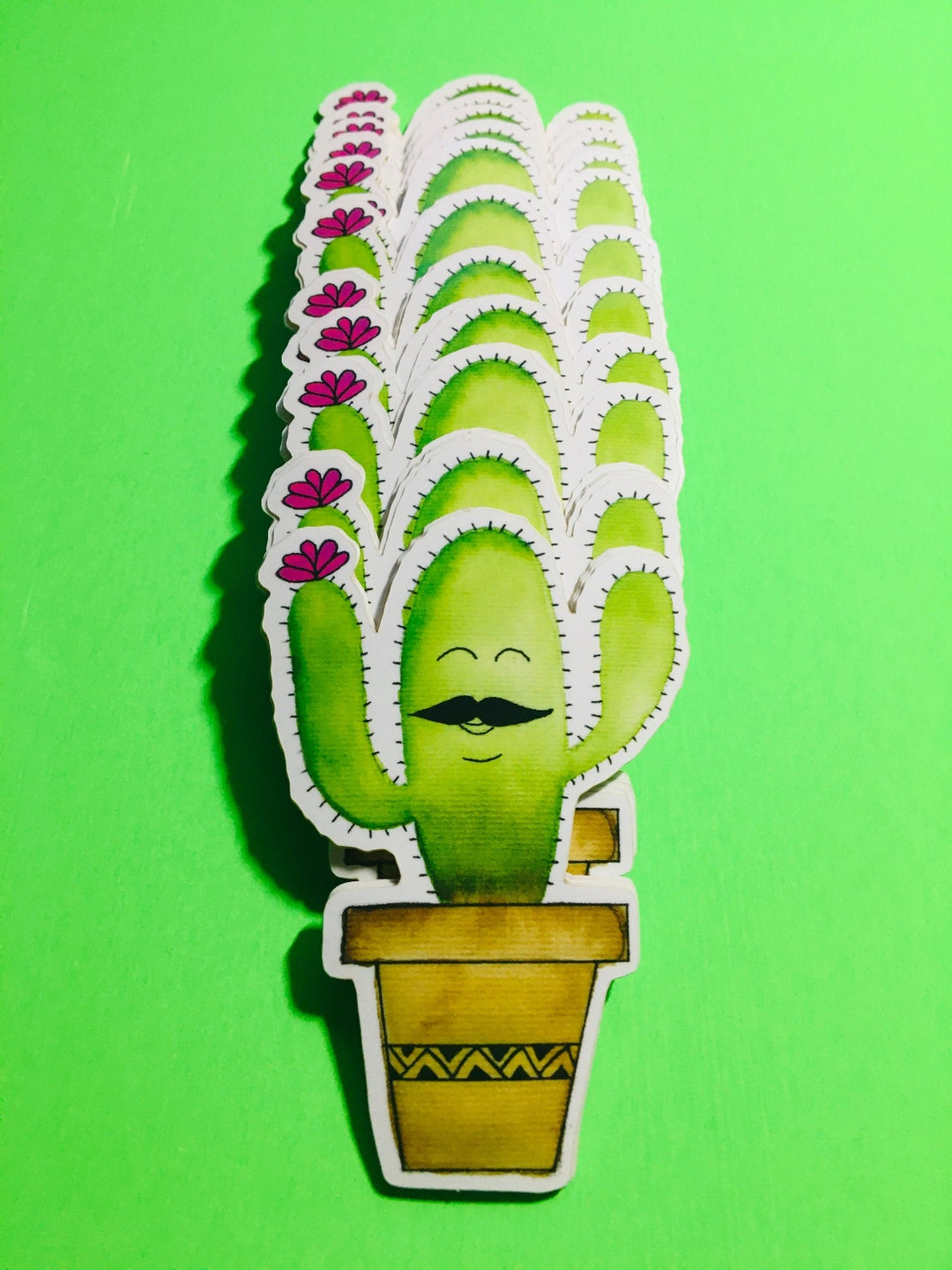 Mr. Cactus - Prickly Pear Cactus - Cacti - Moustache Sticker ...
