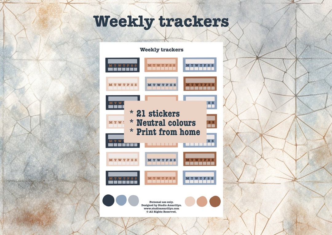 Weekly Habit Tracker Printable Planner Stickers, Winter Library ...