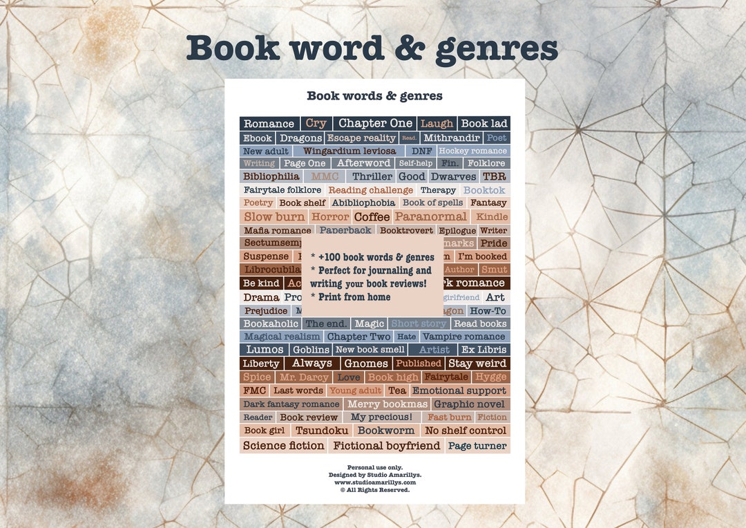 Printable Book Words & Genres Stickers, Winter Library Collection, Bujo ...