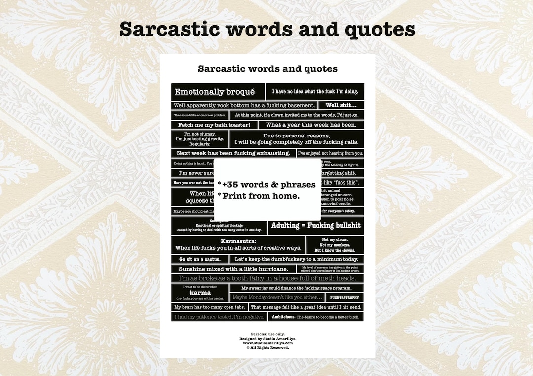 Printable Sarcastic Words and Quotes, Stickers, Funny, Sarcasm ...