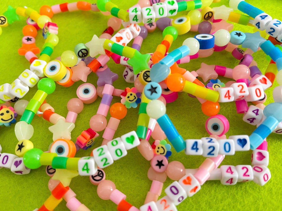 Psychedelic Neon 420, Glow in the Dark, Luminous, UV Reflective, Kandi ...