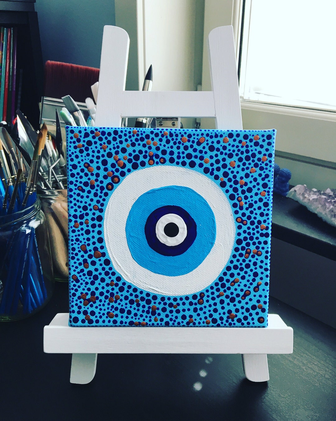 Maghreb United Nazar Evil Eye North African Art Original Canvas Dot ...