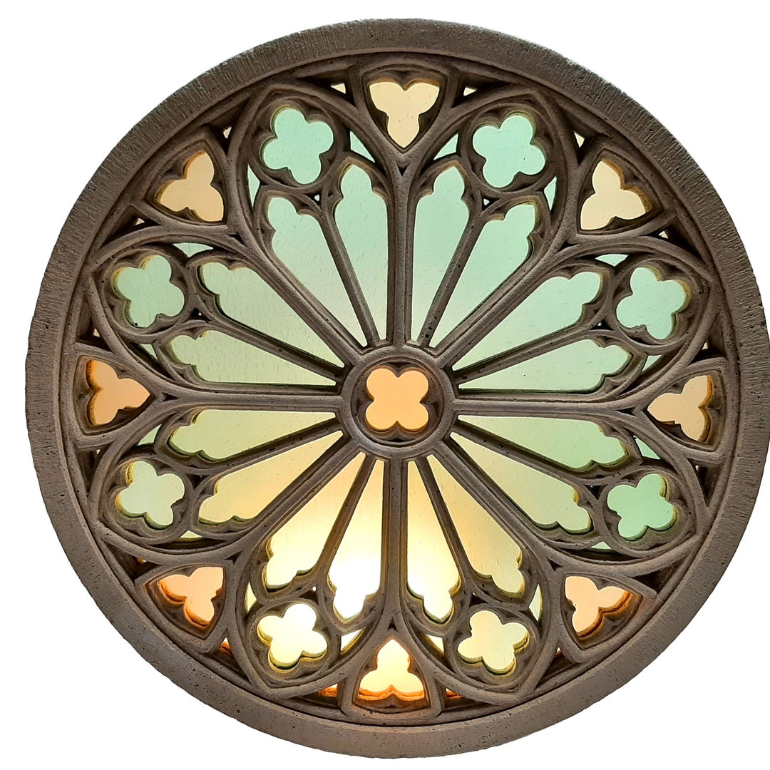 Cathedral Rosette 60 Cm, Artisanal Reconstituted Stone, Double-sided ...