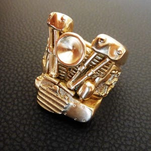 Panhead Engine Sillver Ring | Motorcycle Jewelry | Mens Statement Ring ...