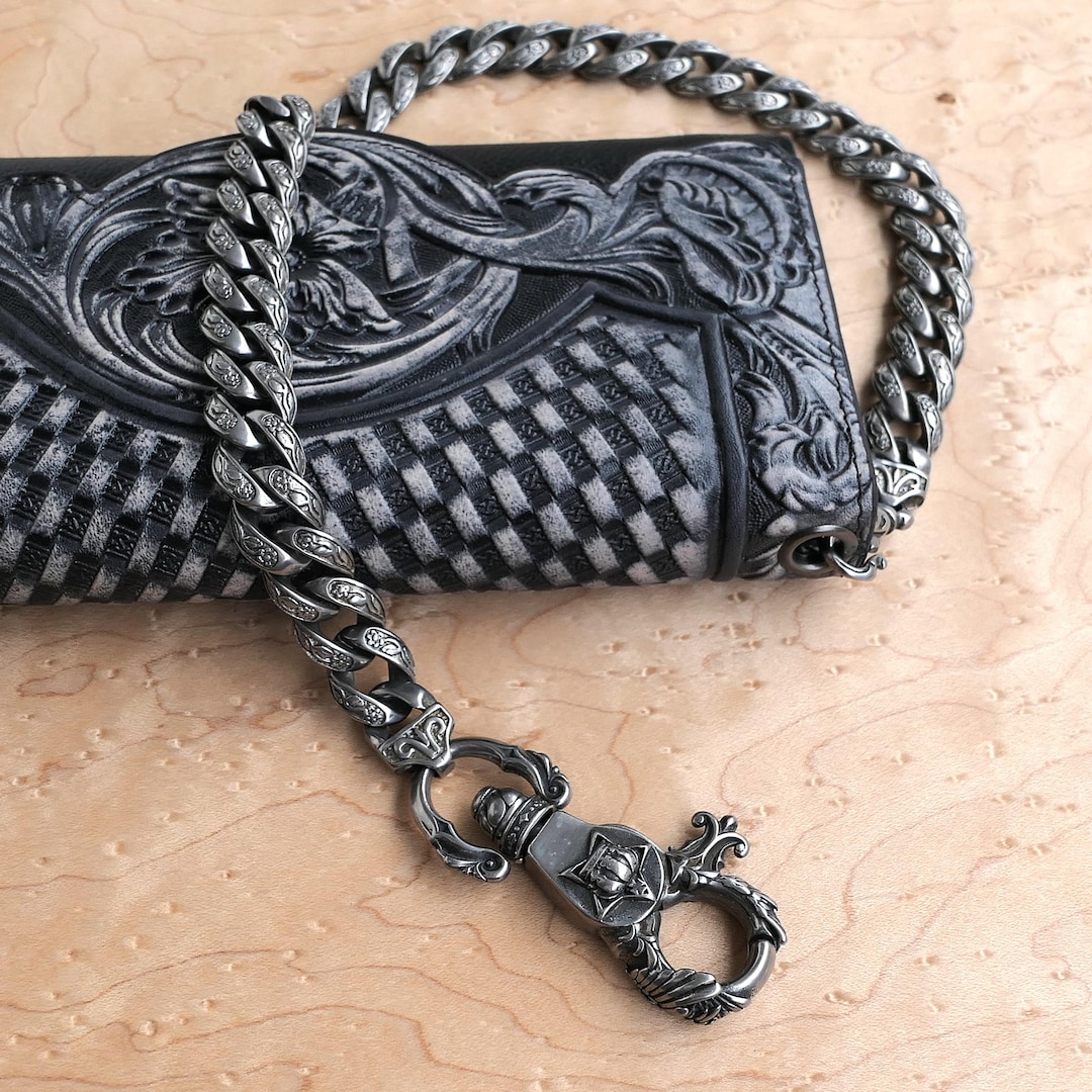 Chain Wallet Black Leather | Biker Wallet Chain | Brown Leather Purse ...