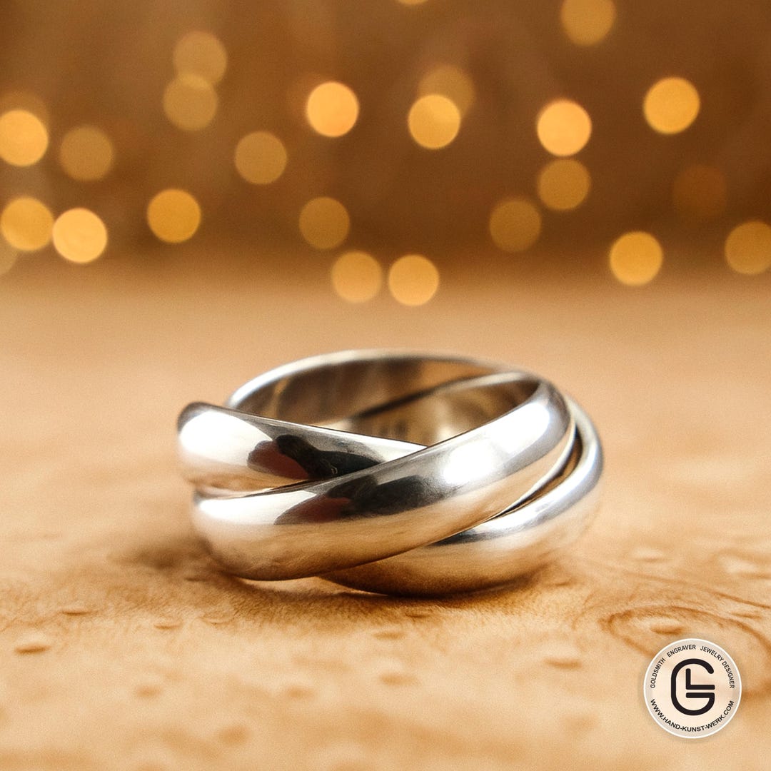 Three Band Ring | Trinity Ring | Rolling Ring | 925 Sterling Silver ...
