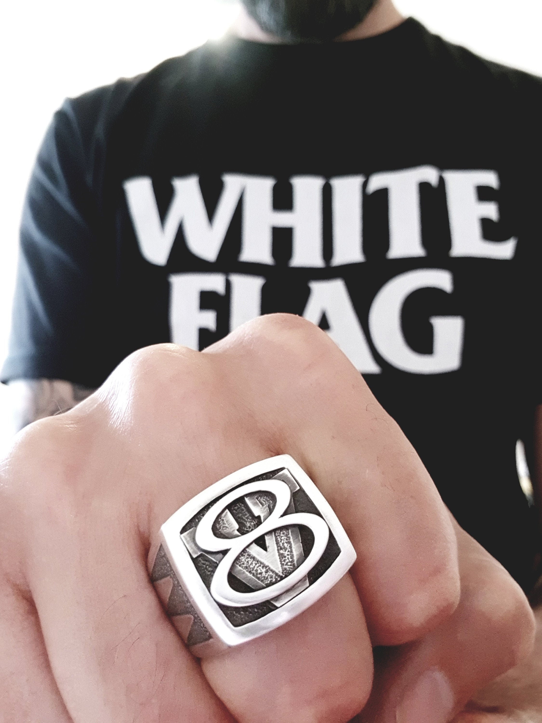 V8 Scallops Ring in 925 Silver Hot Rod Heavy Solid Signet Ring - Etsy ...