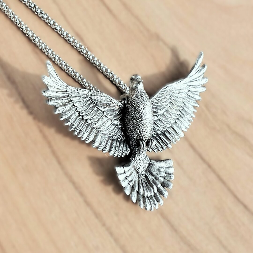 Silver Dove Pendant, Christian Jewelry, Baptism Gift Girl, Pigeon ...