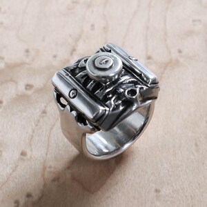 V8 Engine Model | Men's Silver Ring | Vintage Car Ring | Muscle Car ...