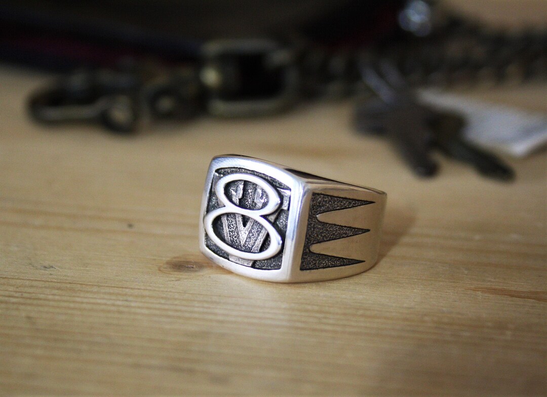 V8 Scallops Ring in 925 Silver Hot Rod Heavy Solid Signet Ring - Etsy ...