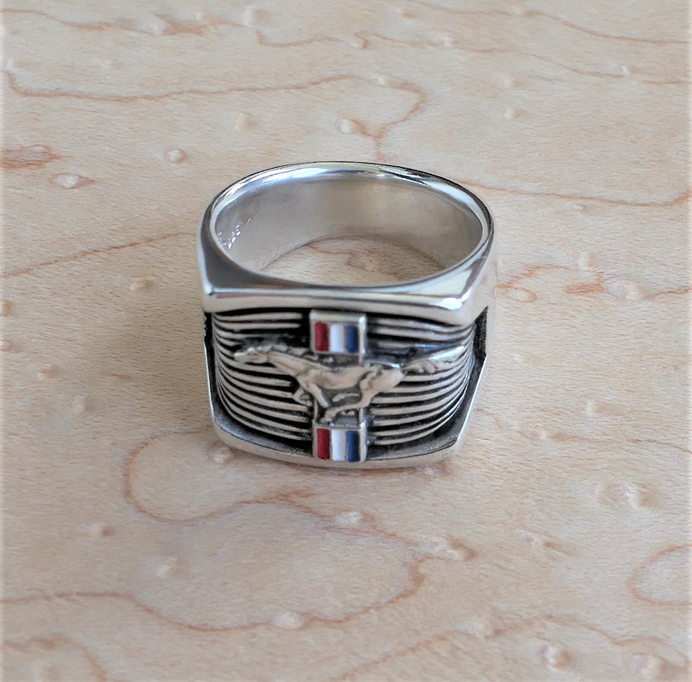 Ford Mustang Pony Ring in Silver 925 Grille American Sports Car Jewelry ...