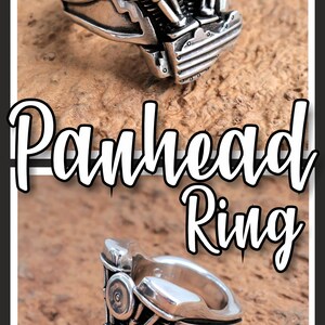 Panhead Engine Sillver Ring | Motorcycle Jewelry | Mens Statement Ring ...