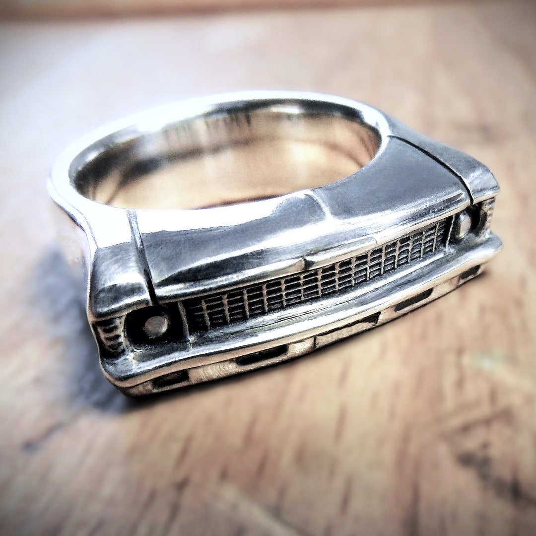 Unique Ring in the Design of a Car Front Handmade From 925 Silver ...