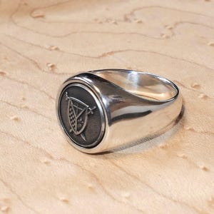 Coat of Arms Ring | Men Signet Rings | Sterling Silver | Sword Shield ...