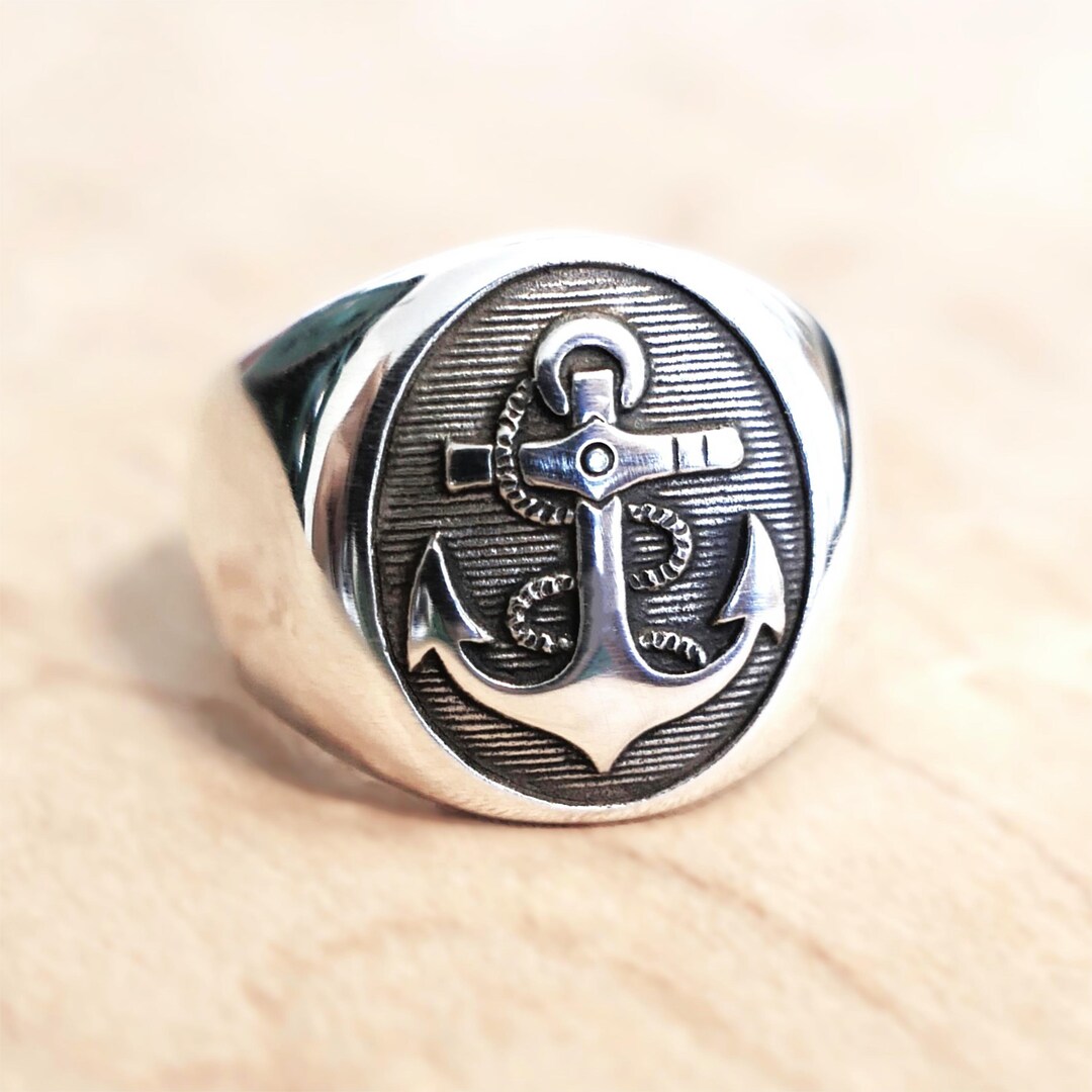 Silver Anchor Ring Maritime Anchor Gift Gift for Sailor Seafife Ring ...