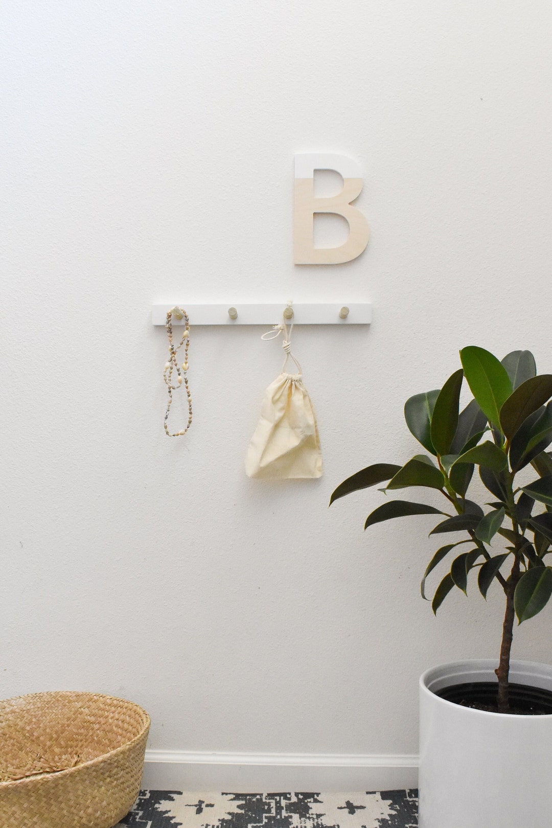 Modern Wood Peg Rail: Natural & White Scandinavian Coat Hooks - Etsy
