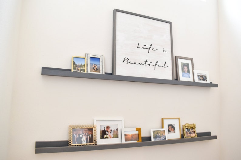 Custom Wood Picture Ledge Floating Wall Shelf Easy Hang | Etsy