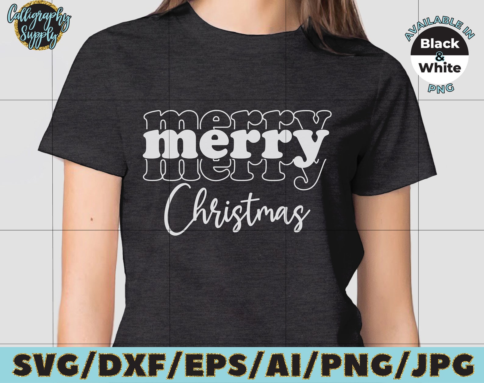 Merry Merry Merry Christmas SVG Cut File Vinyl Decal File for - Etsy