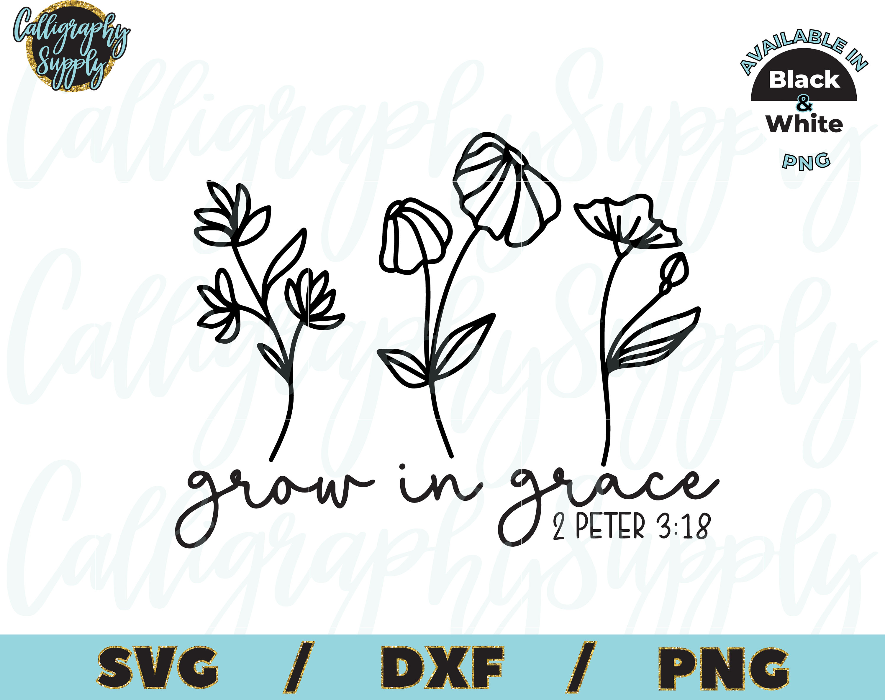 Grow in Grace SVG Cut File Design, Faith Svg, Mom Svg Bible Verse Svg ...